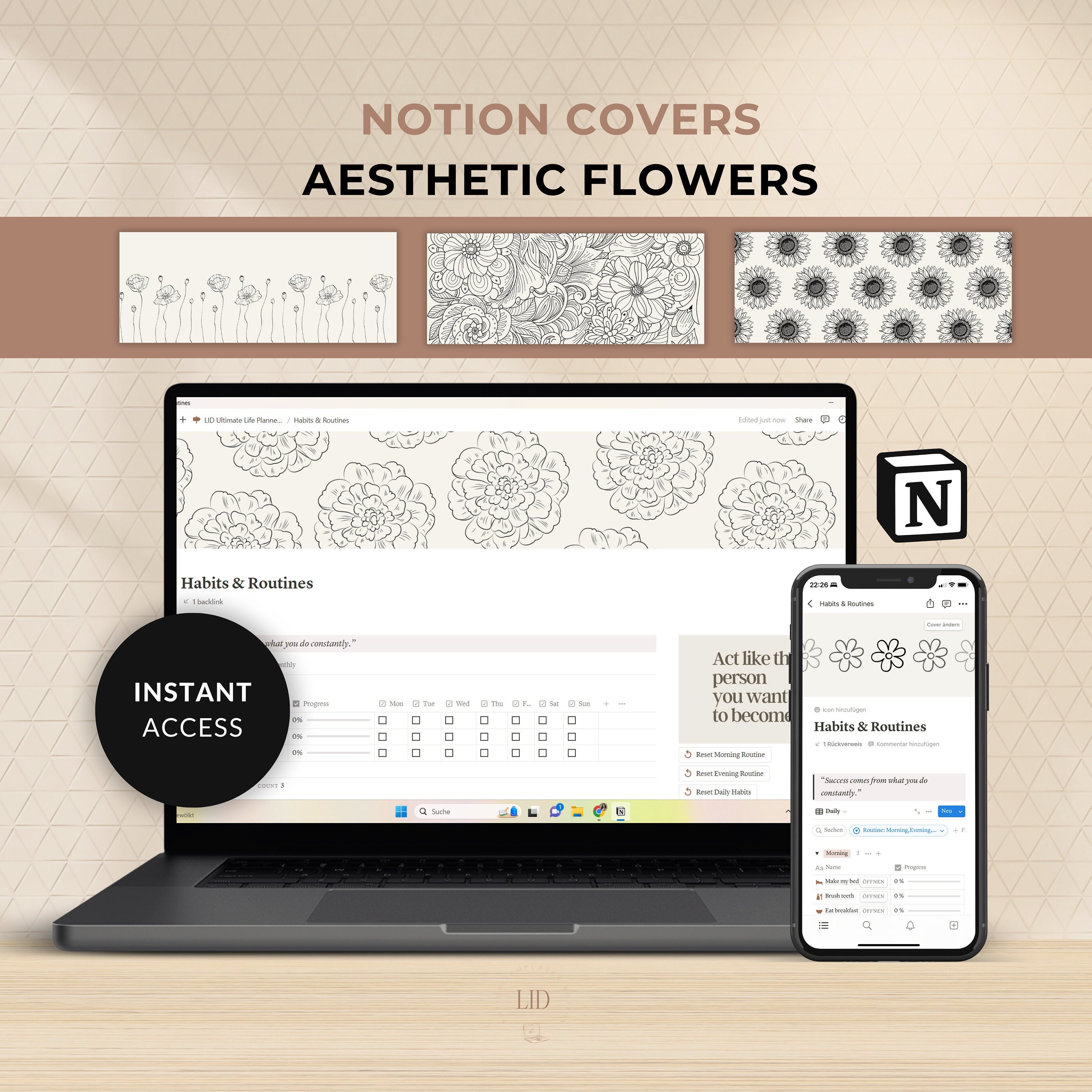 Notion Template Cover Flowers Aesthetic Notion Icons Covers Bundle ...