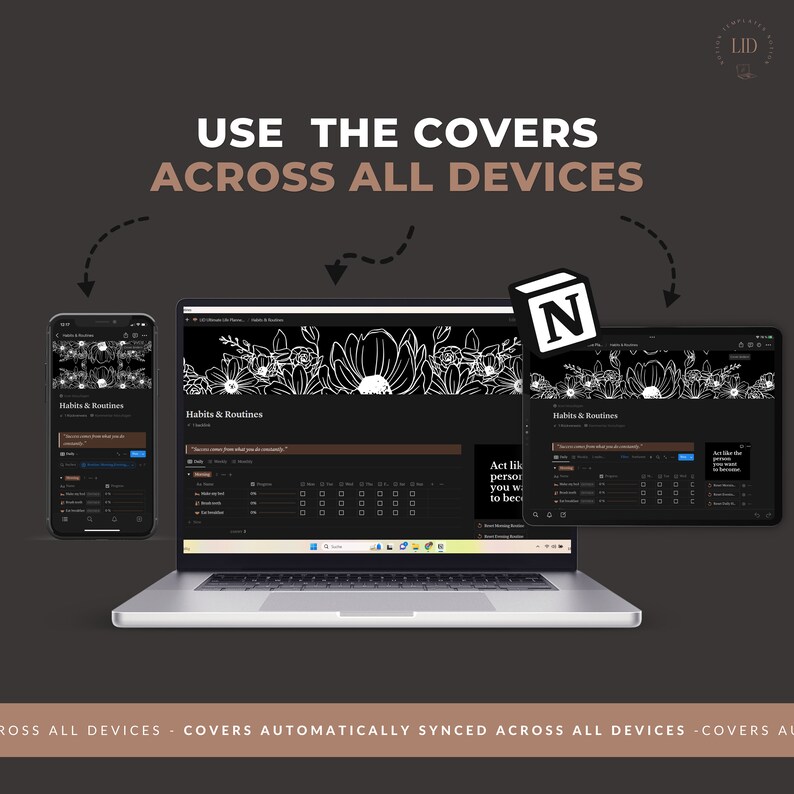 Notion Template Covers Aesthetic Dark Flower Notion Icons Covers Bundle ...