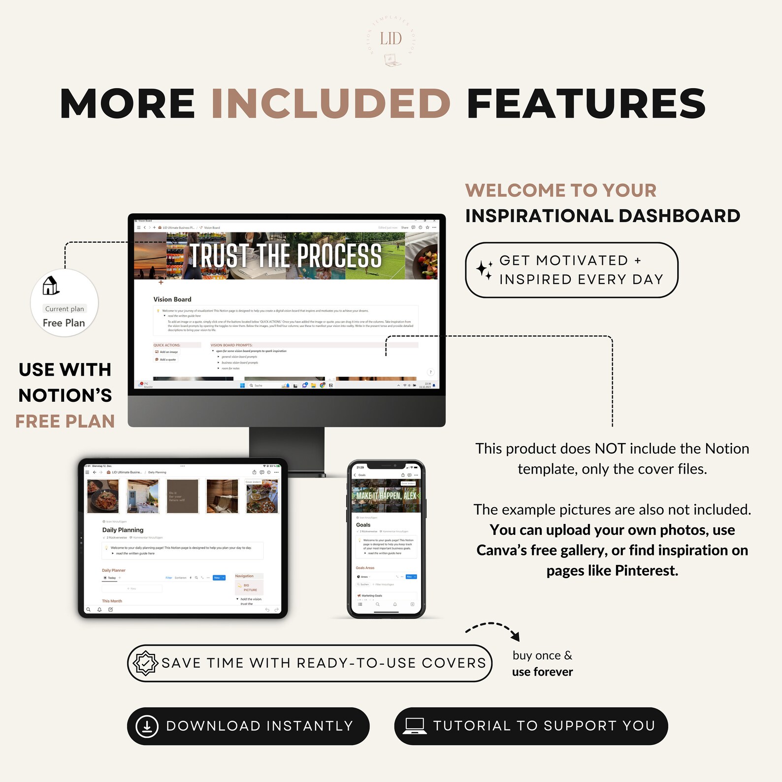 Manifestation Notion Cover Bundle Aesthetic Notion Covers Vision Board ...