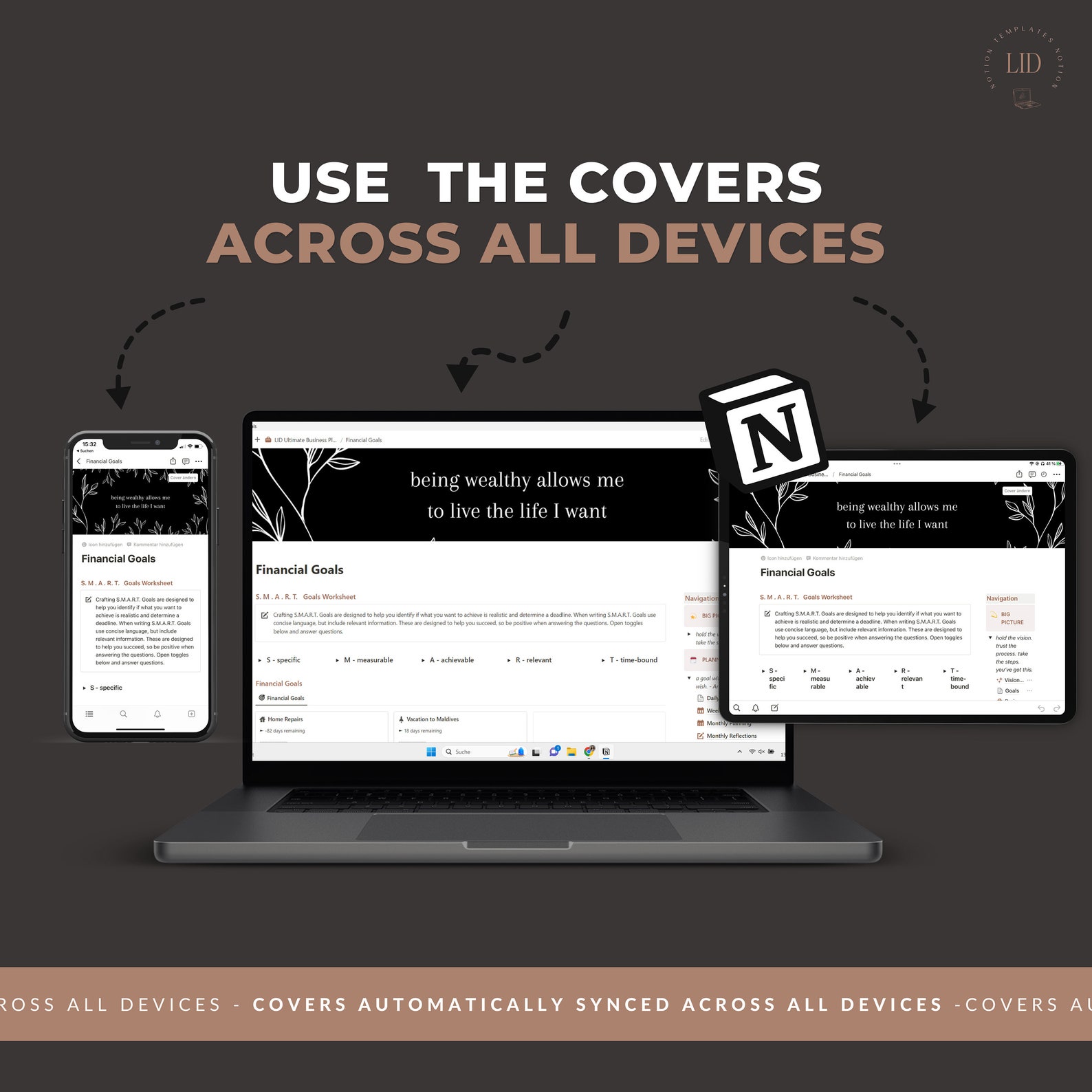 Dark Aesthetic Notion Covers Affirmations Money Finance Notion Bundle ...