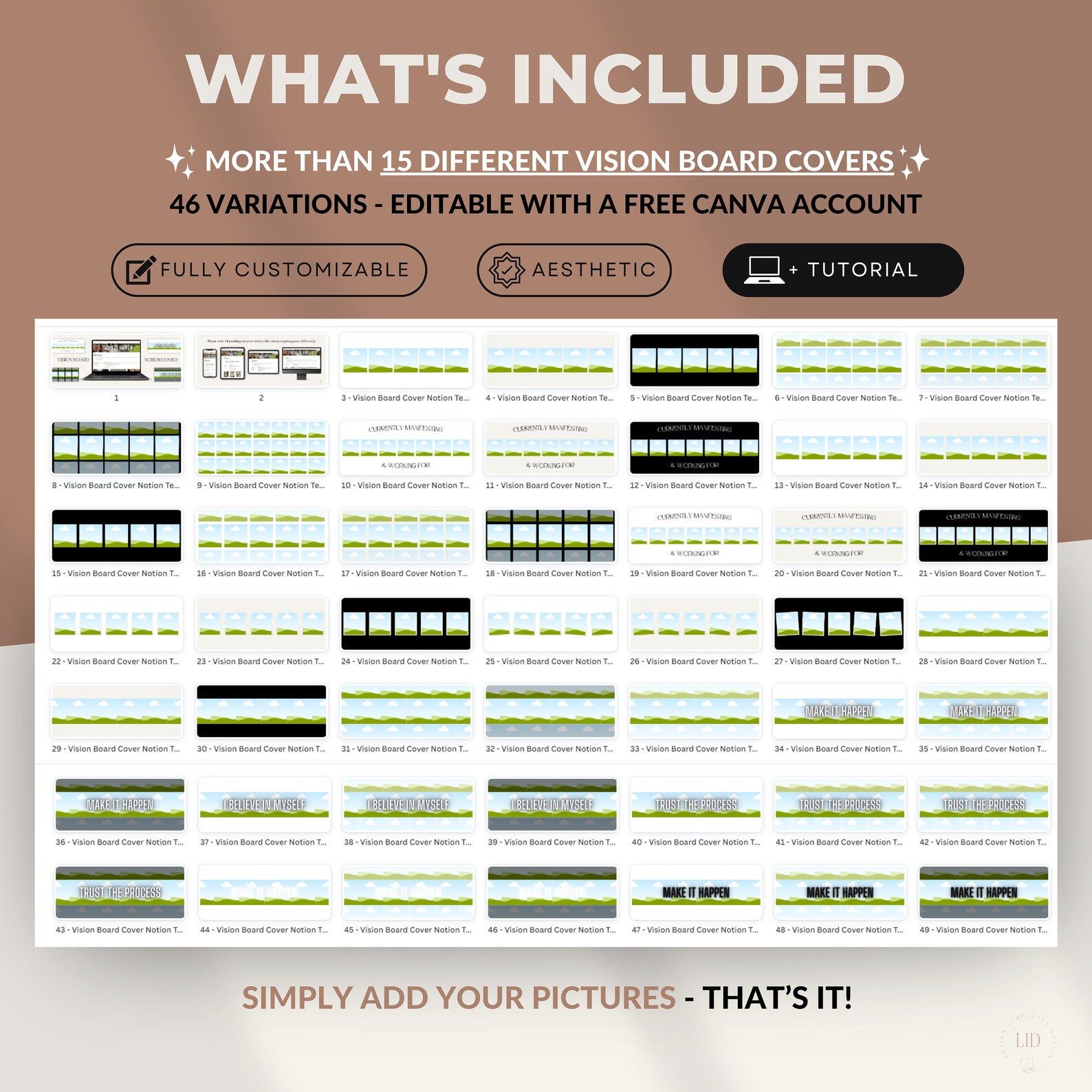 Manifestation Notion Cover Bundle Aesthetic Notion Covers Vision Board ...