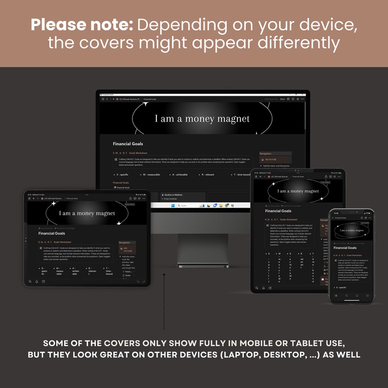 Dark Aesthetic Notion Covers Affirmations Money Finance Notion Bundle Notion Design Minimal ...