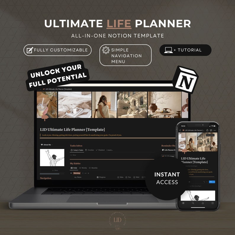 Notion Template Life Planner All in One Template Notion Dashboard Ultimate Notion Calendar ADHD ...