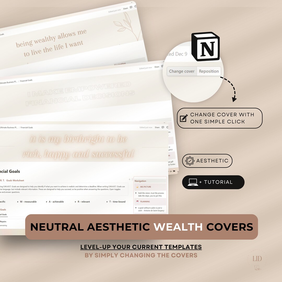 Notion Covers Aesthetic Finance Affirmation Money Template Notion ...