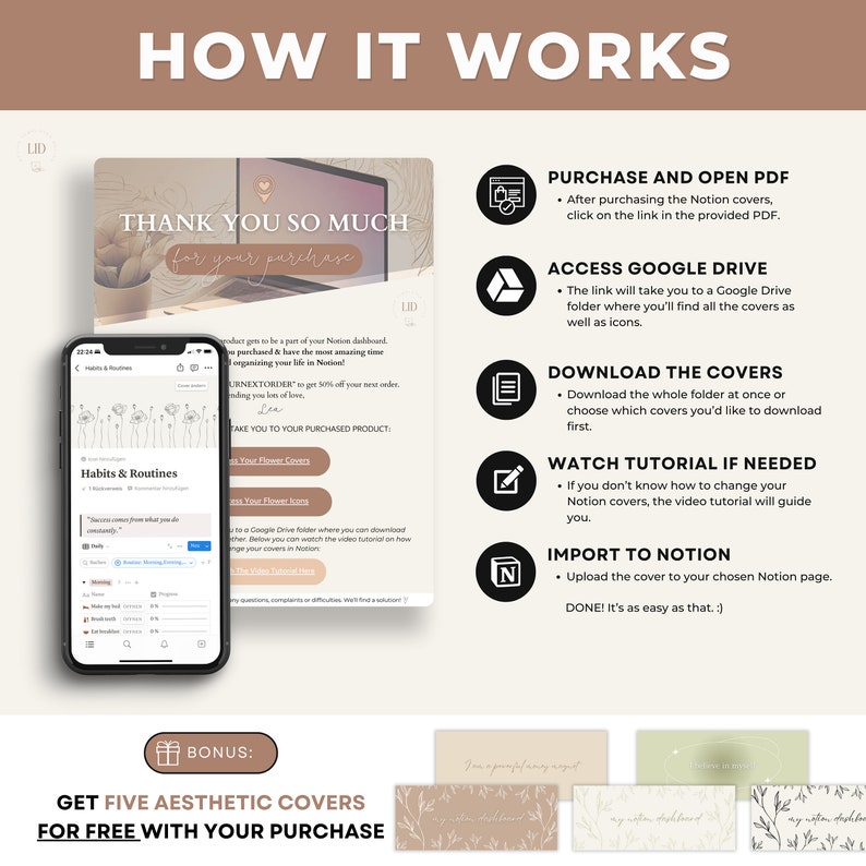 Notion Template Cover Flowers Aesthetic Notion Icons Covers Bundle Notion Design Minimal Notion ...