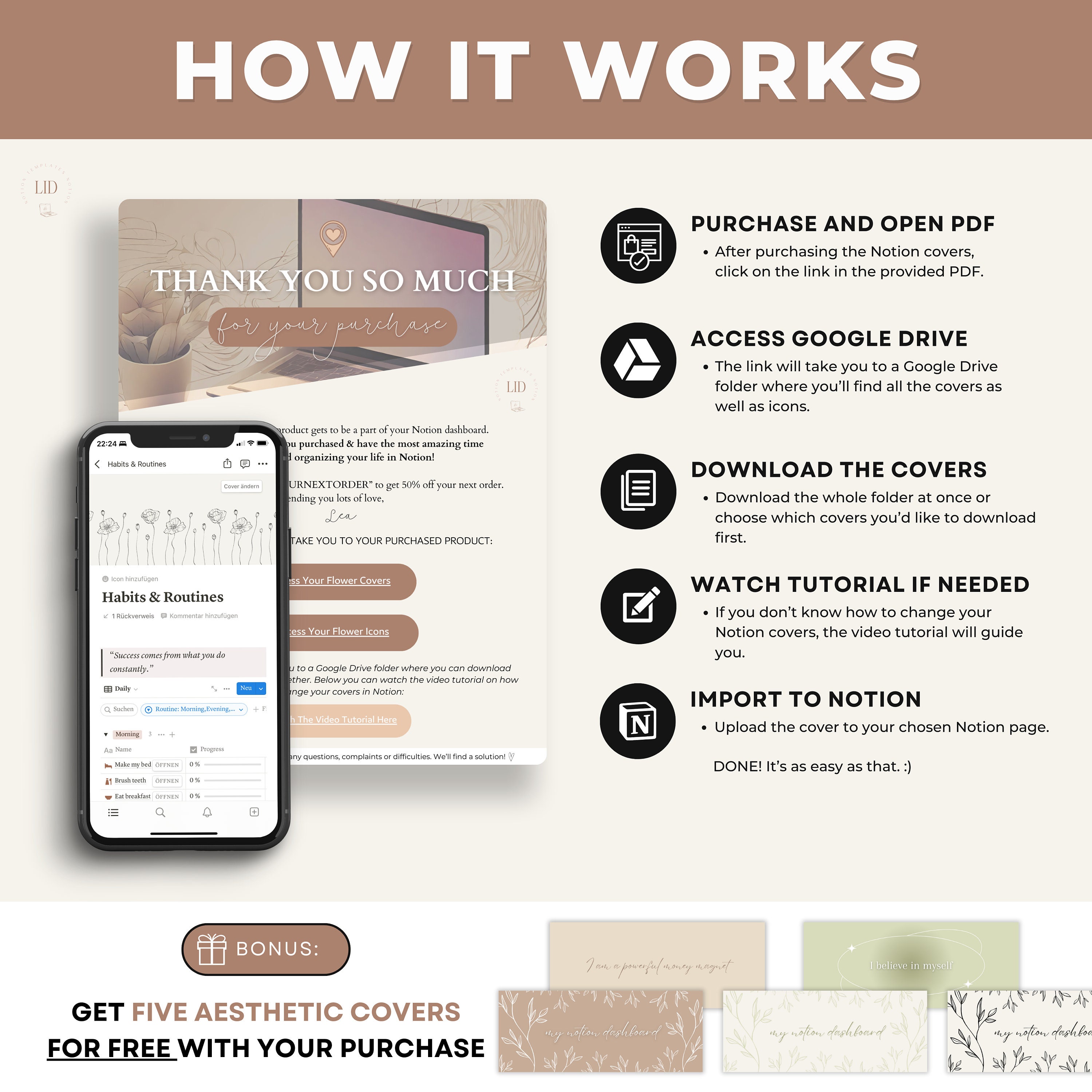 Notion Template Cover Flowers Aesthetic Notion Icons Covers Bundle Notion Design Minimal Notion ...