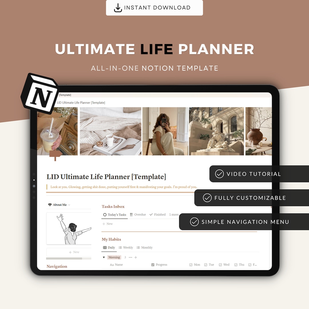 Notion Life Planner Template Planner All in One Template Notion Dashboard Ultimate Notion ...