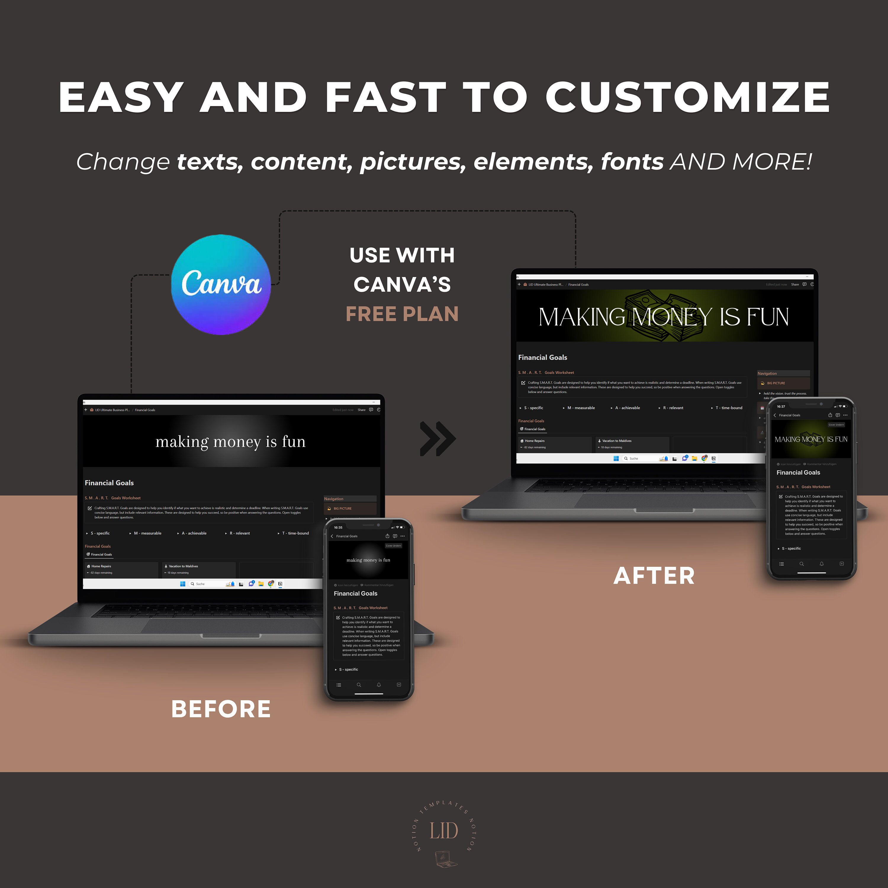 Dark Aesthetic Notion Covers Affirmations Money Finance Notion Bundle ...