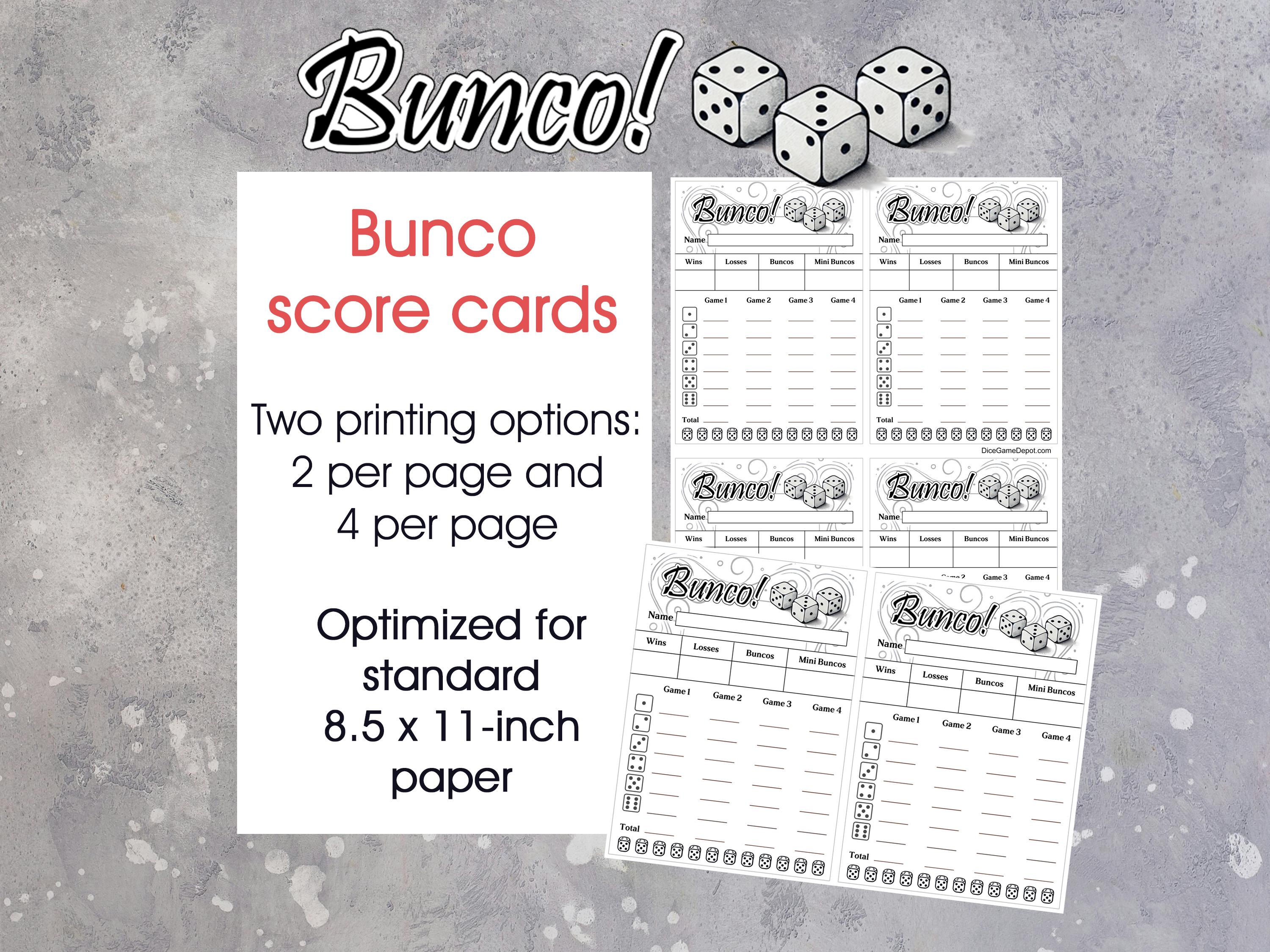Simple Bunco Bundle | Printable Bunco Score Sheets and Bunco Table ...