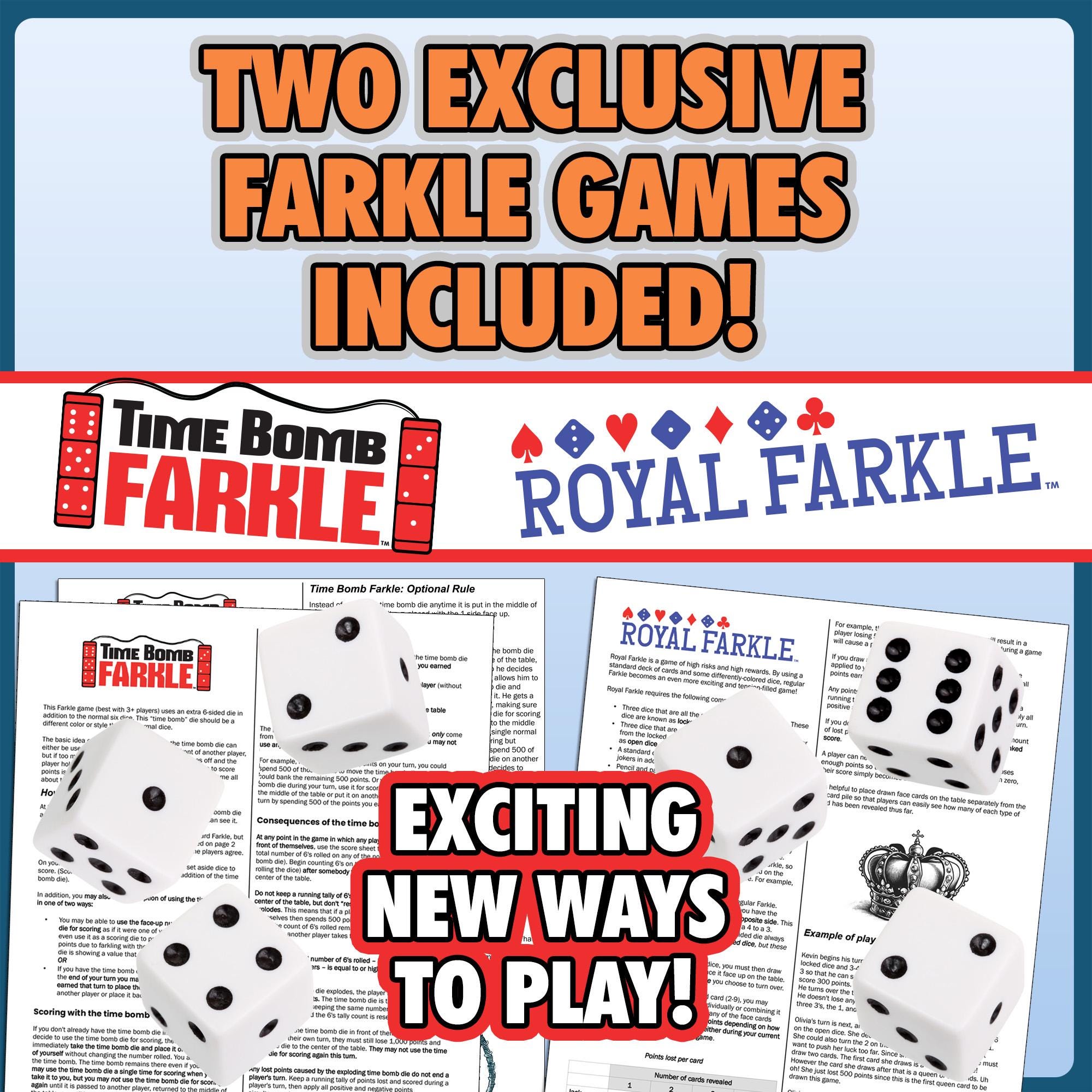 Farkle Games Pack - Printable Farkle Rules, Farkle Score Sheets, Rules ...