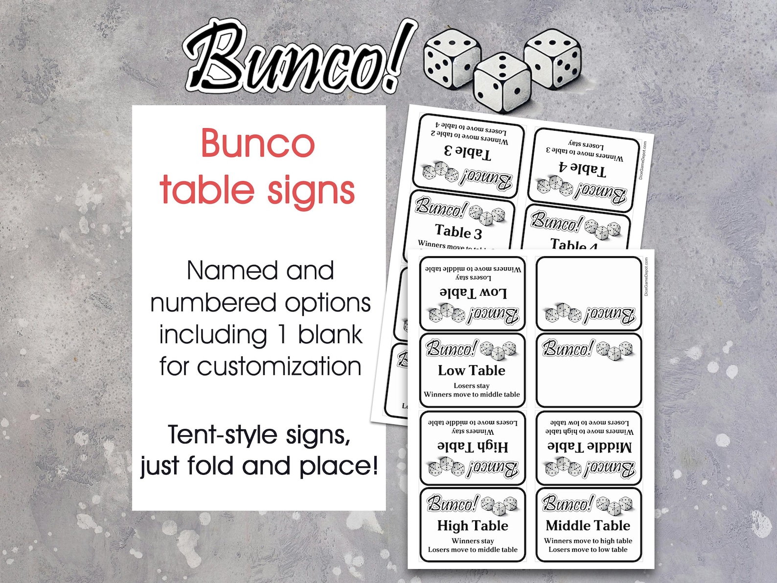 Simple Bunco Bundle | Printable Bunco Score Sheets and Bunco Table ...