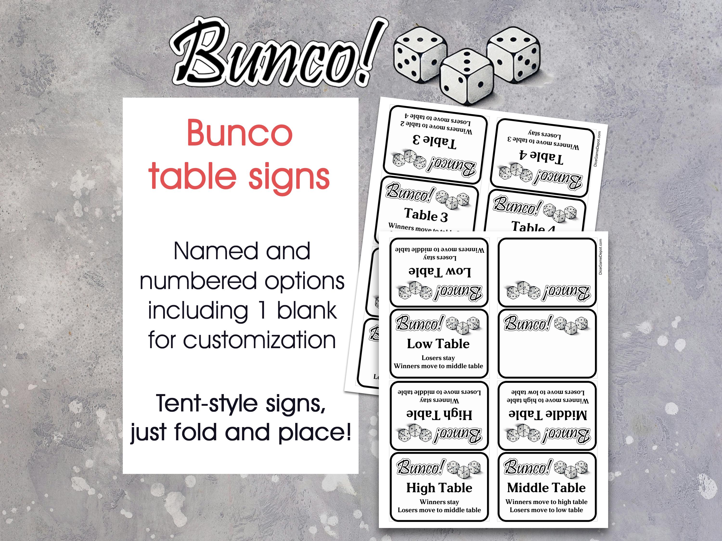 Simple Bunco Bundle | Printable Bunco Score Sheets and Bunco Table ...