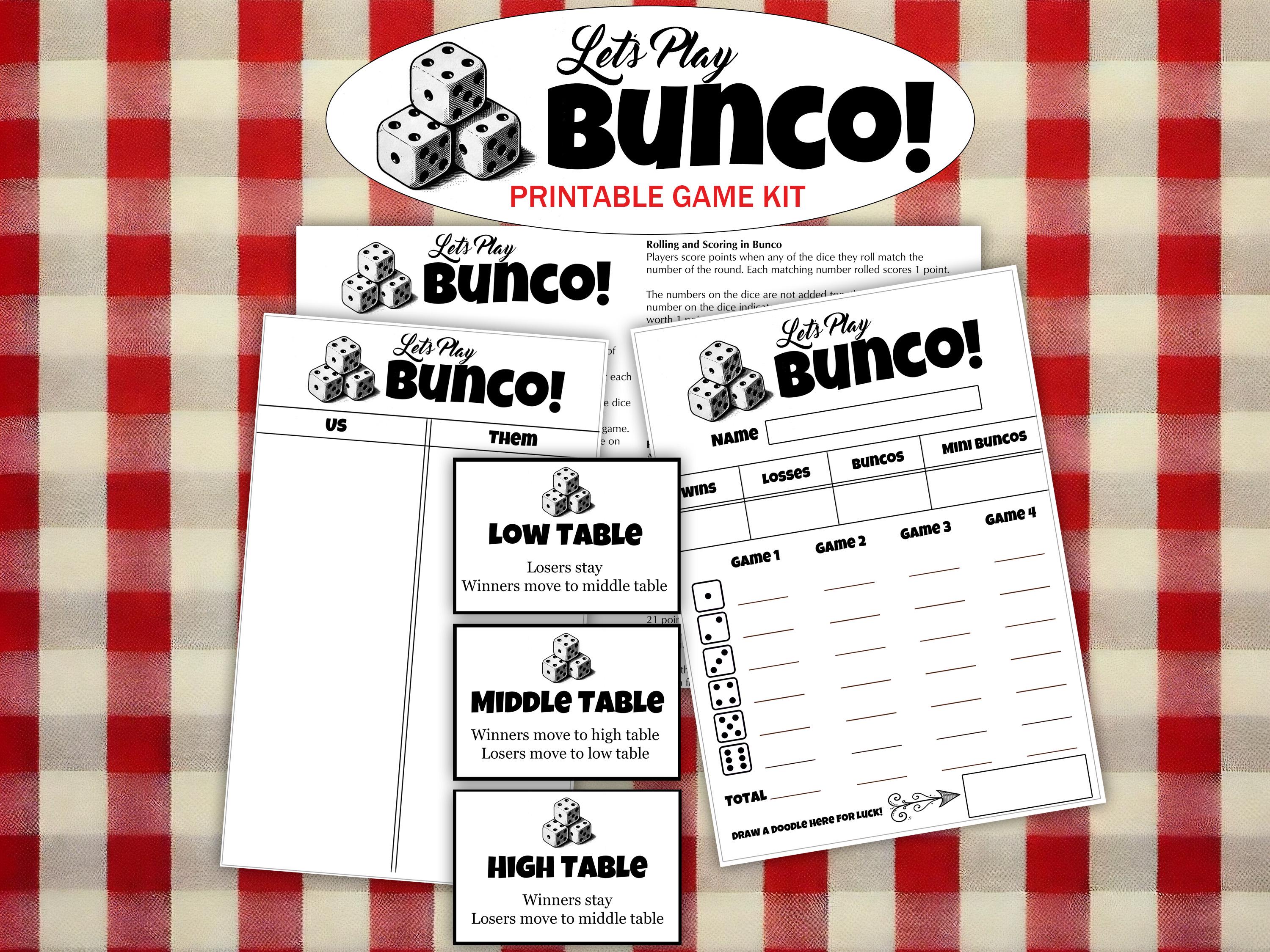 Let's Play Bunco Printable Game Bundle Bunco Score Sheets Bunco Table ...