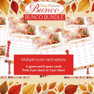 Cozy Autumn Bunco Bundle - Printable Fall Bunco Score Sheets, Tally ...