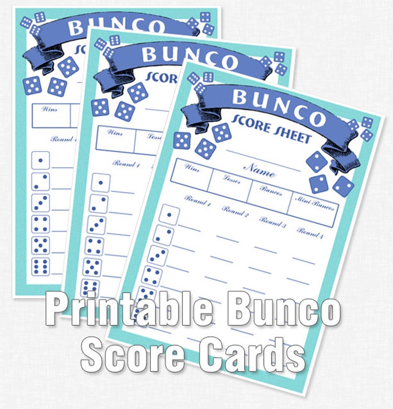 Printable Bunco Set With Banner Design - Bunco Score Cards, Bunco ...