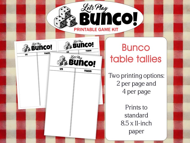 Let's Play Bunco! Printable Game Bundle | Bunco Score Sheets - Bunco ...
