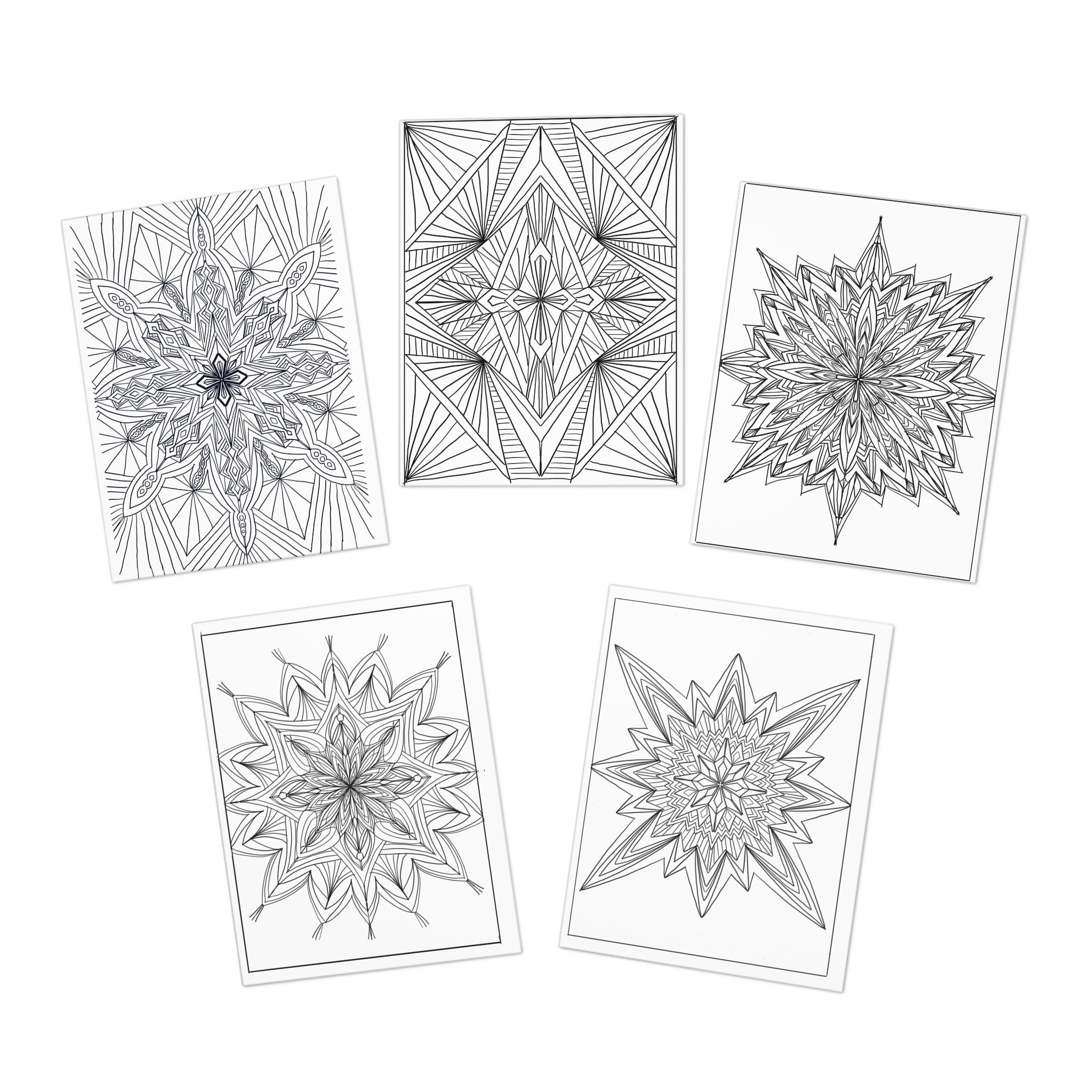 Adult Coloring Greeting Cards: Set of 5 Ready-to-color Cards - Etsy
