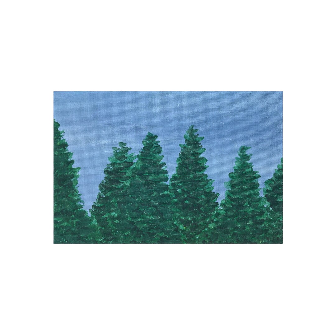 Evergreen Tree Line Festive Holiday Doormat / Outdoor Rug - Etsy