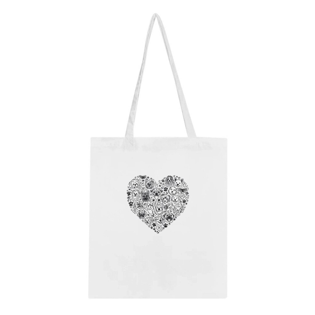 Puppy Collage: Line Drawing Dog Breeds Classic Tote Bag Cavapoo, Pug ...