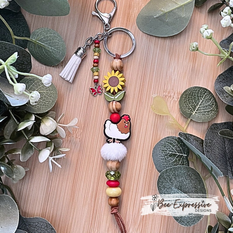 Wood Bead Keychain - Etsy