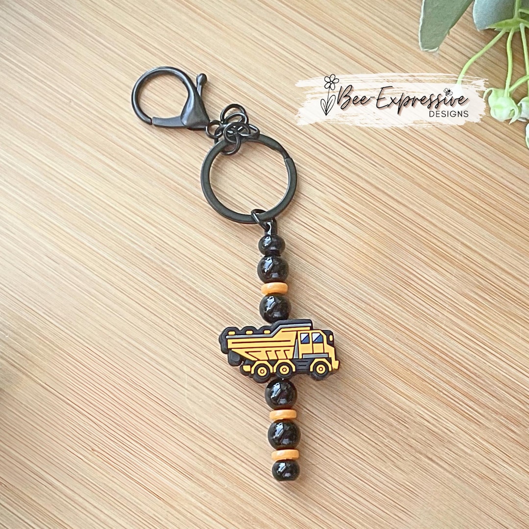 Handmade Dump Truck Keychain: Beaded Bag Charm With Lobster Clasp - Etsy