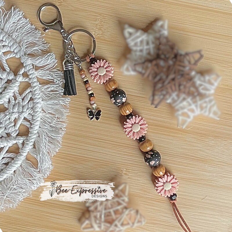 Wood Bead Keychain - Etsy