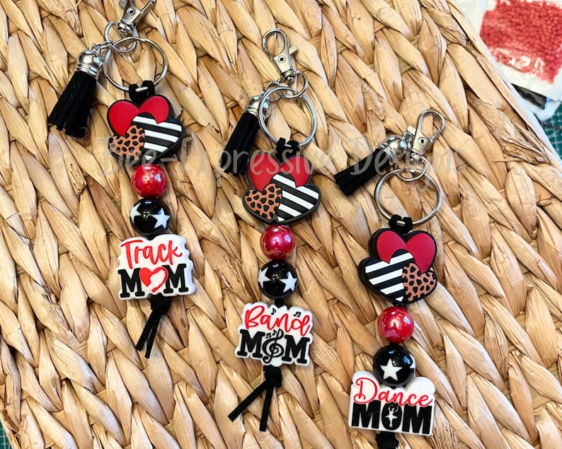 Handmade Beaded Mom Keychain: Track, Band, Dance - Tassel & Star - Etsy