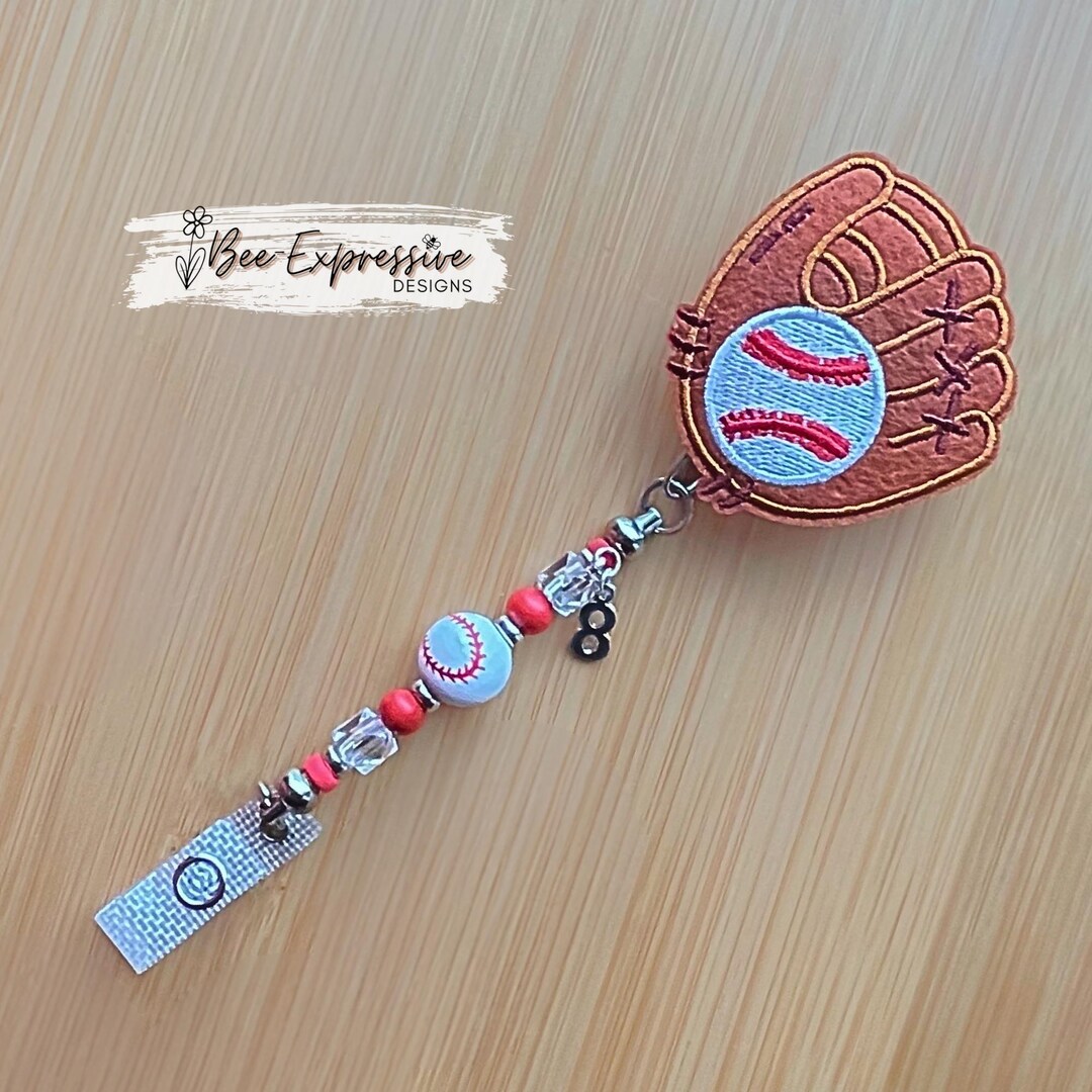 Handmade, Baseball Badge Reel: Custom Jersey Number, Metal Clip - Etsy