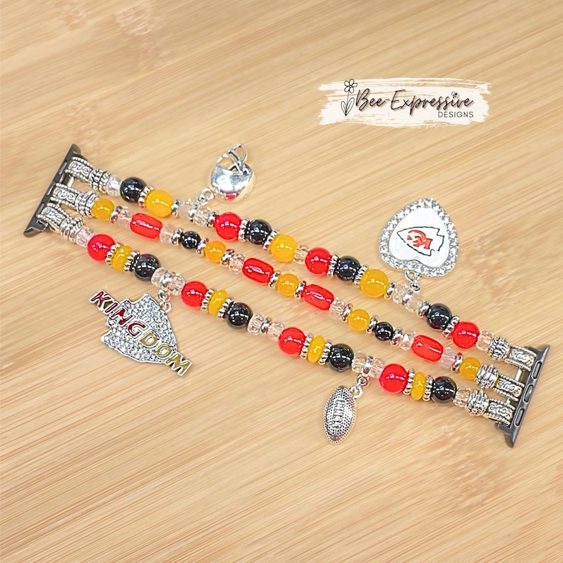 Handmade KC Chiefs Watch Band: Football Charms, Custom, or for Apple ...