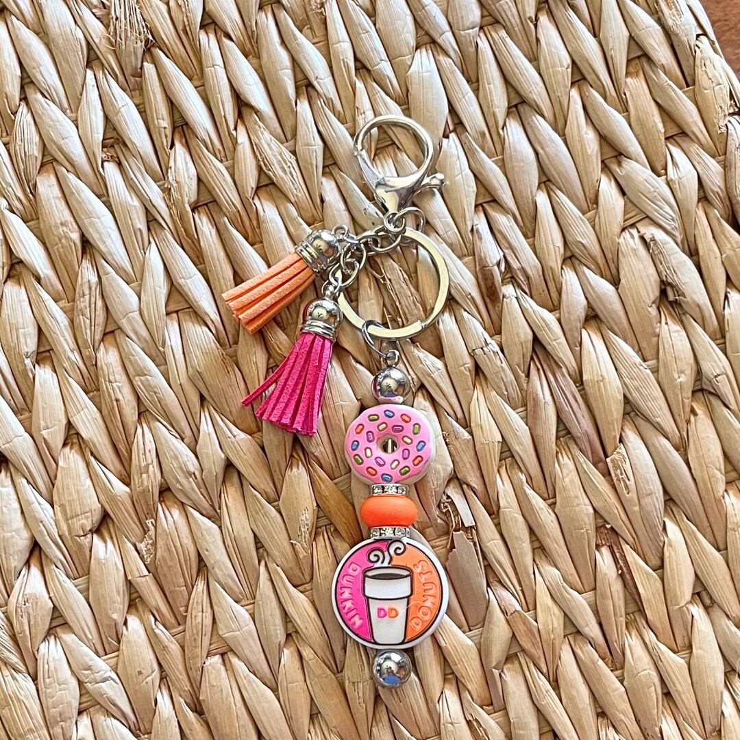 Such a Colorful, Handmade, DUNKIN DONUTS Keychain Lobster Claw Clasp ...