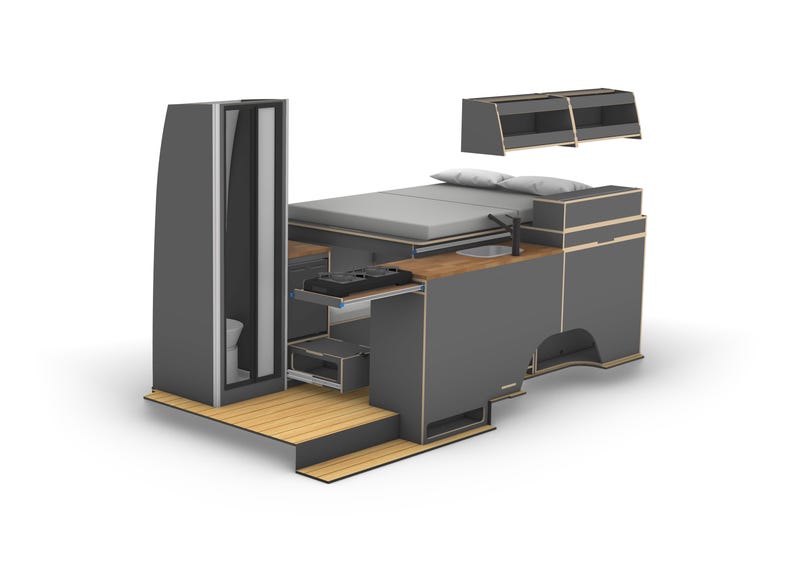 Sprinter Camper Van Conversion Floor Plan: MWB 144 DXF & 3D Model ...