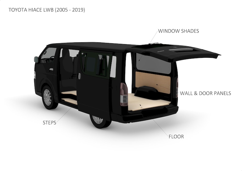 Toyota Hiace LWB Floor and Wall Templates | CNC DXF Files (digital ...