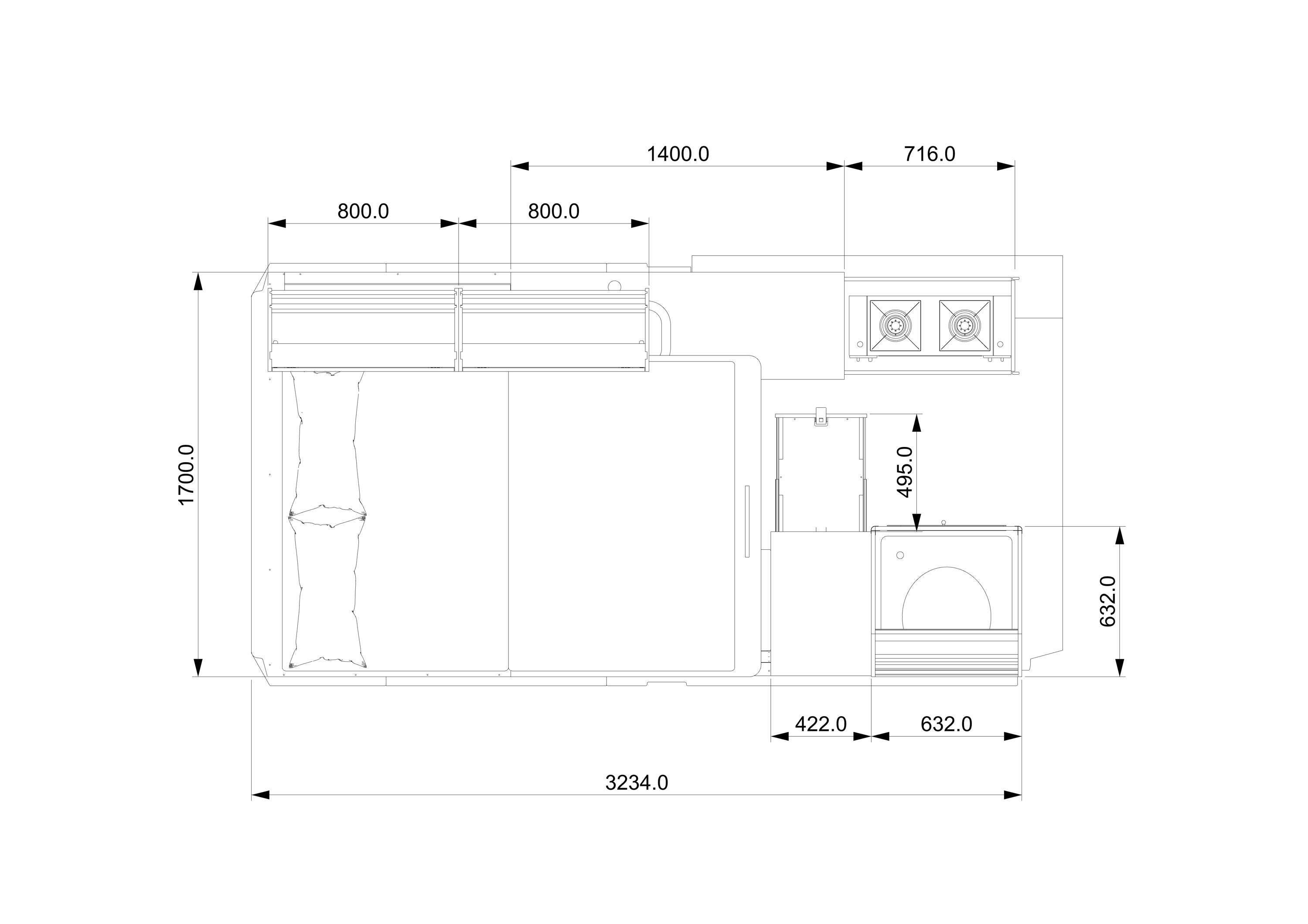 Sprinter Camper Van Conversion Floor Plan: MWB 144 DXF & 3D Model ...