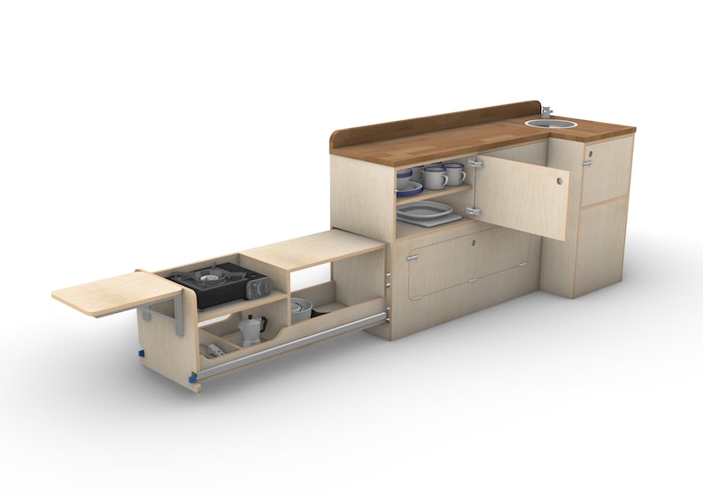 Camper Van Kitchen Unit Plans: LHS Pull-out Camper Conversion (PDF ...