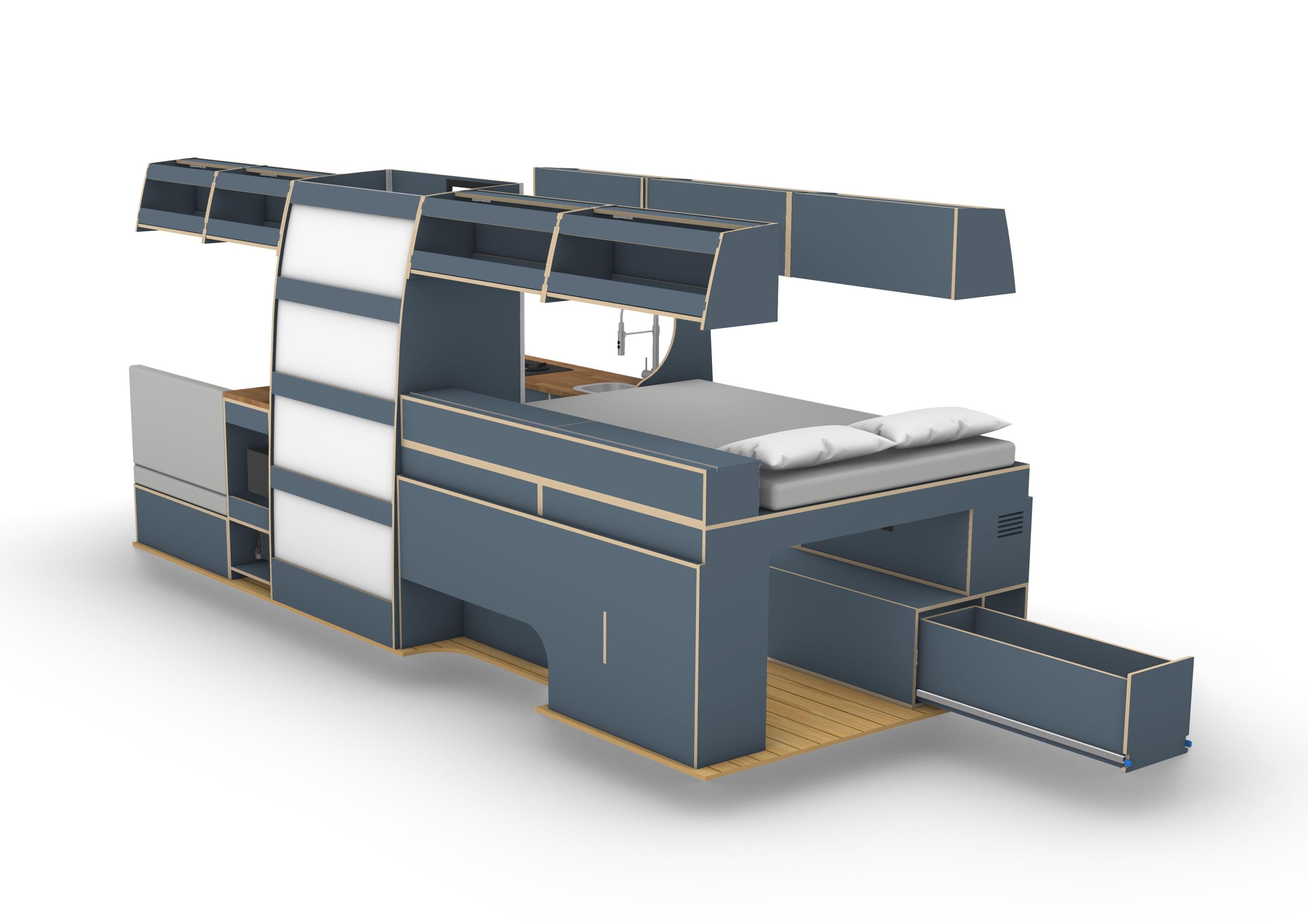 Sprinter LWB Camper Van Conversion Plans | CNC DXF, 3D Model (digital ...