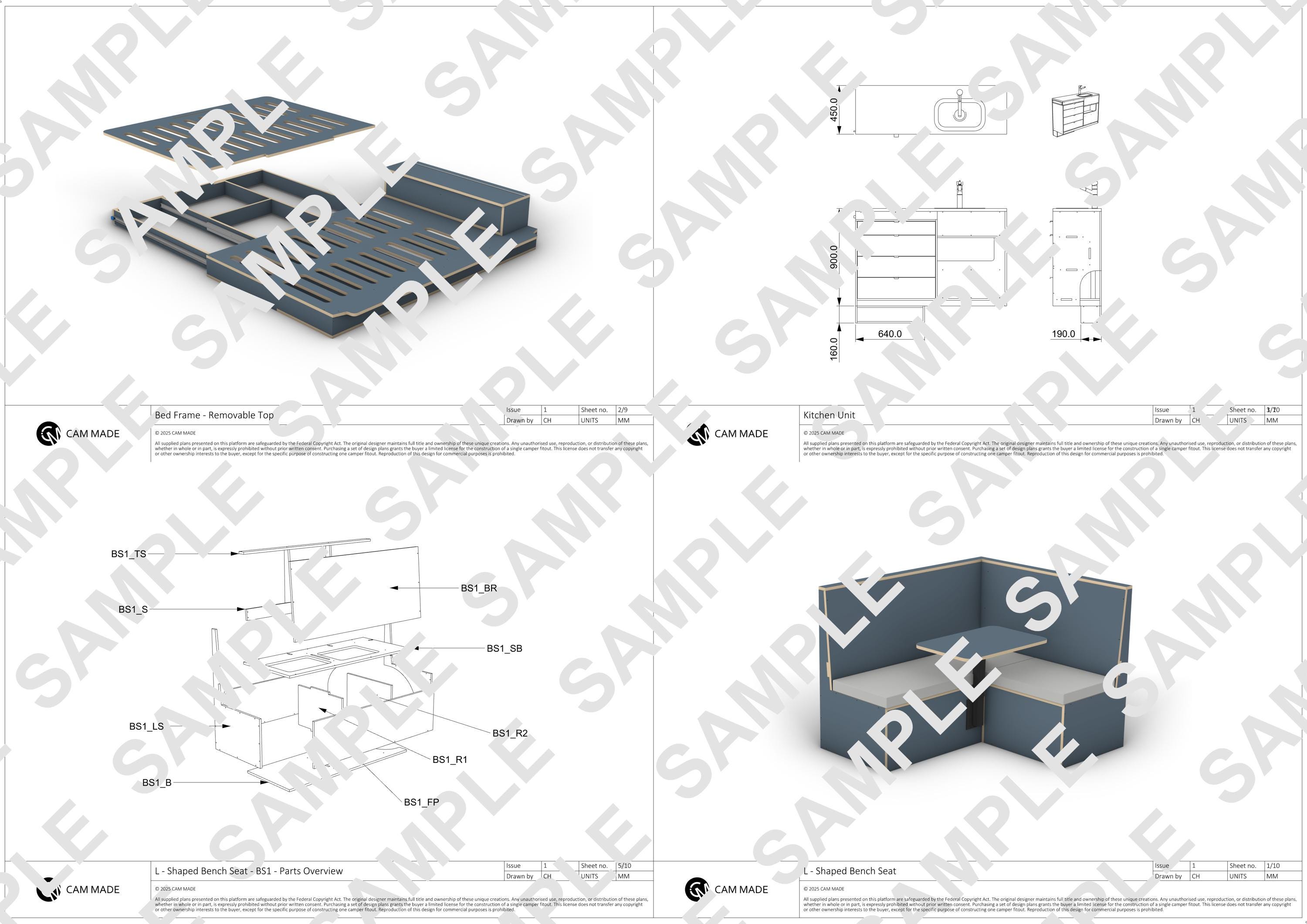 Sprinter MWB Camper Van Conversion Floor Plan: Us/euro Layout (digital ...