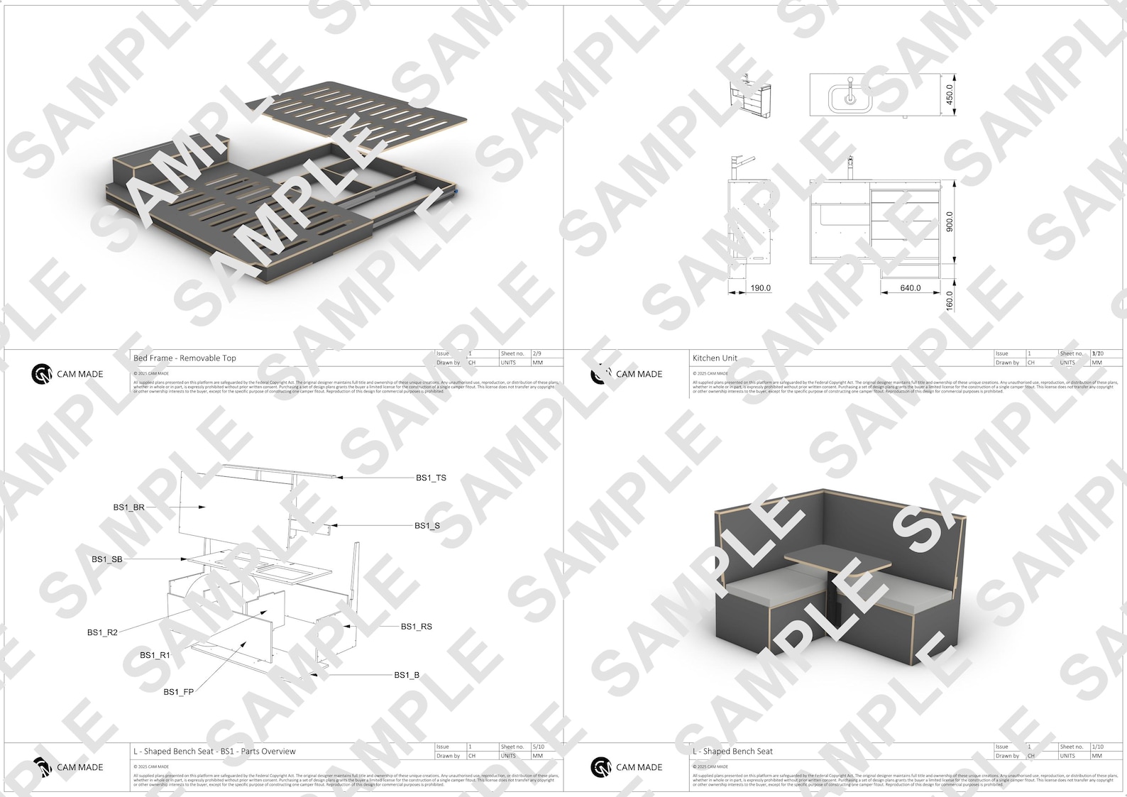 Sprinter Camper Van Conversion Floor Plan: MWB 144 DXF & 3D Model ...