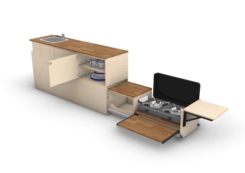 Van Kitchen Plans: DIY Pull-out Camper Unit, CNC + Manual Cut Files ...