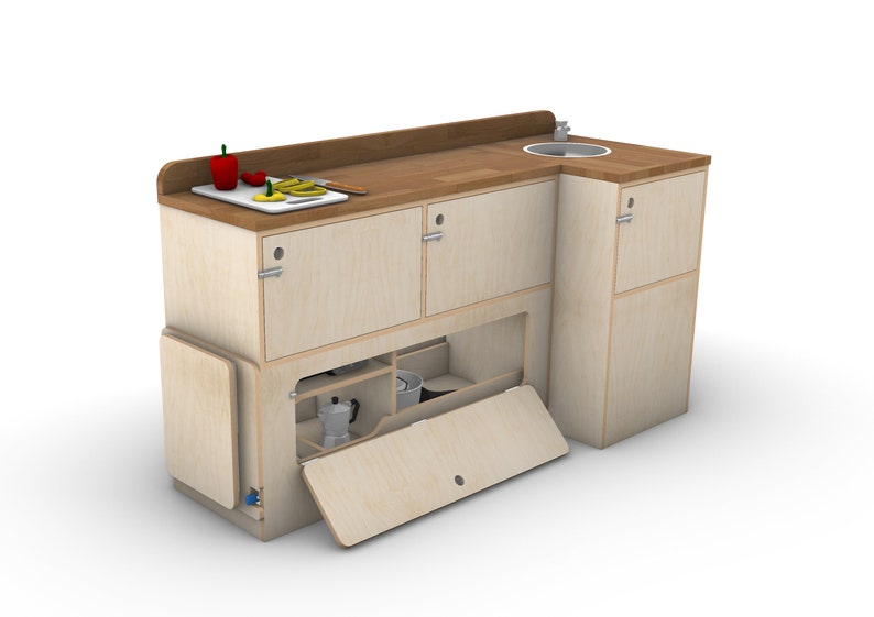 Camper Van Kitchen Unit Plans: LHS Pull-out Camper Conversion (PDF ...