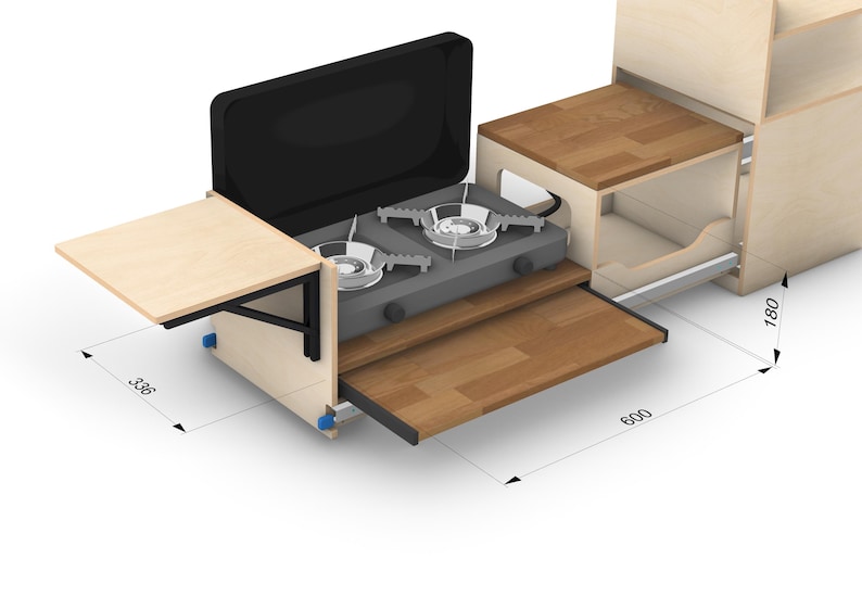 Side Pull-out Van Kitchen Plans | Left-hand Camper Kitchen Unit for ...