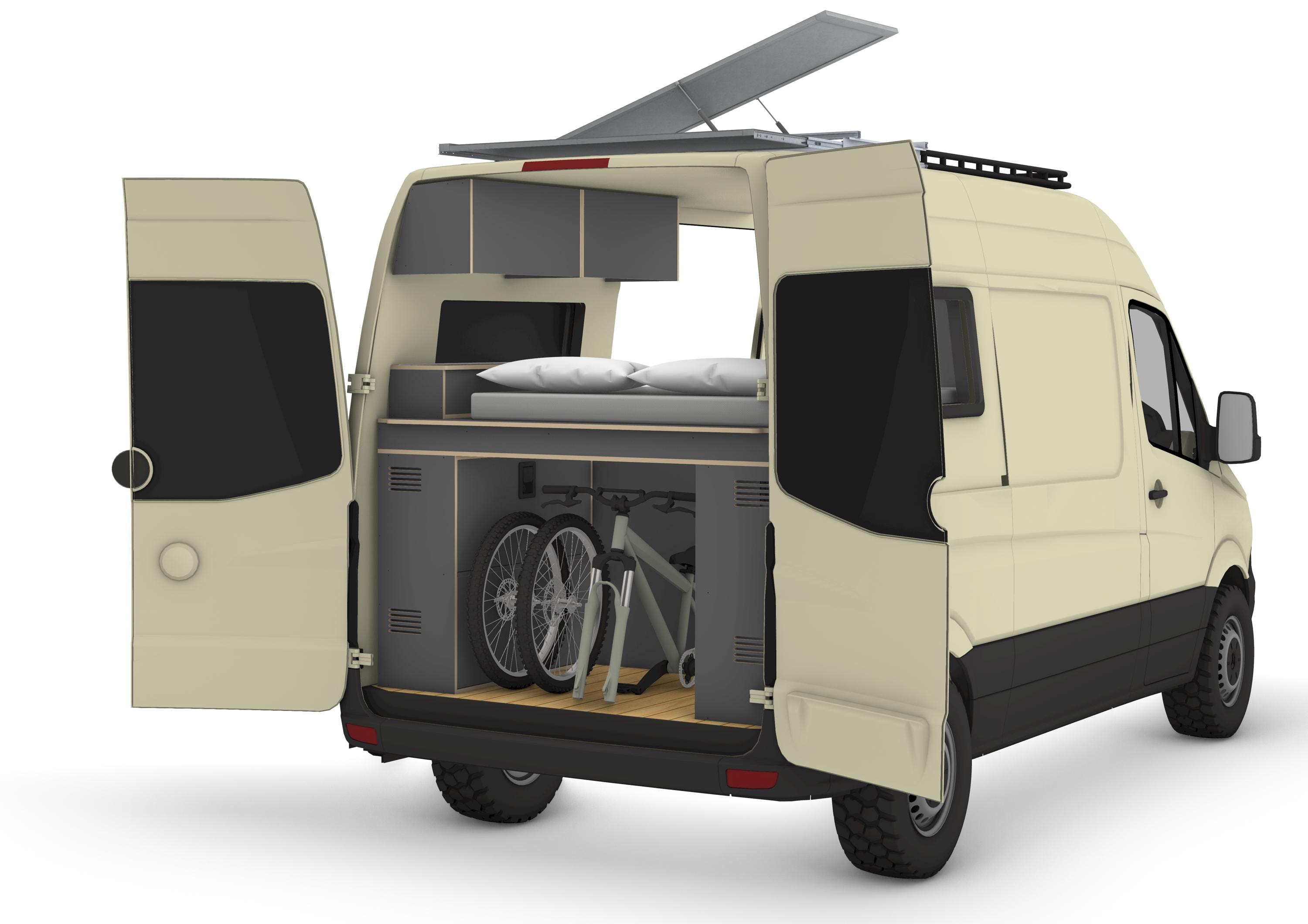 Sprinter Camper Van Conversion Floor Plan: MWB 144 DXF & 3D Model ...