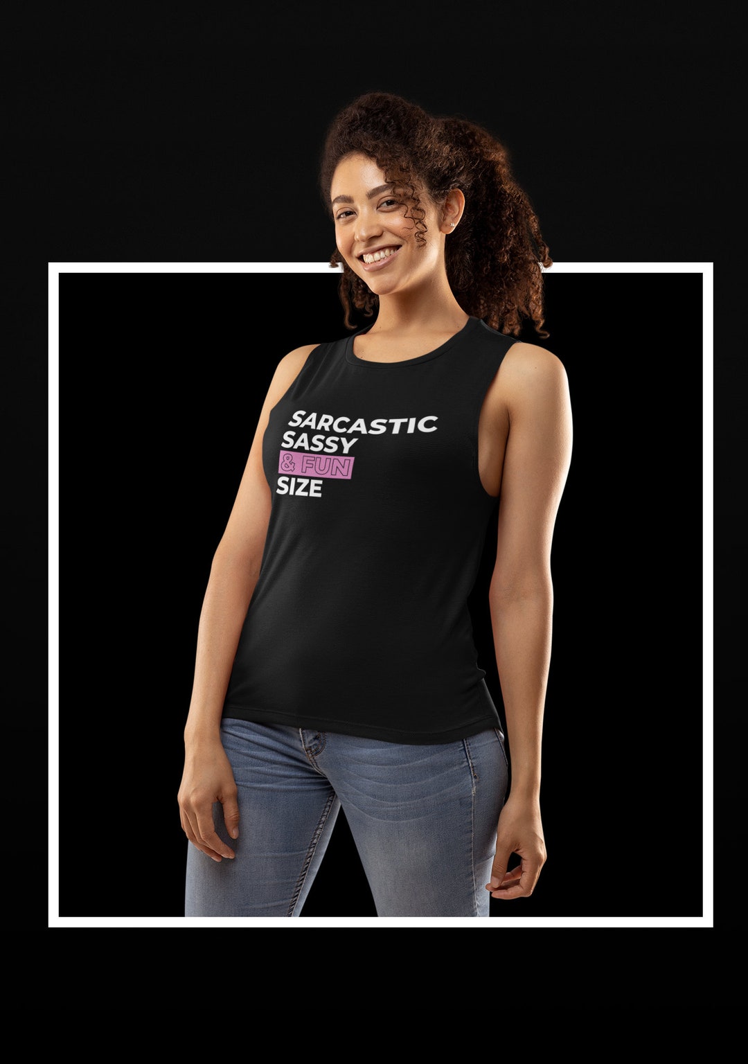 Sarcastic, Sassy & Fun Size Razorback Tank, Short Girl Humor, Feisty ...