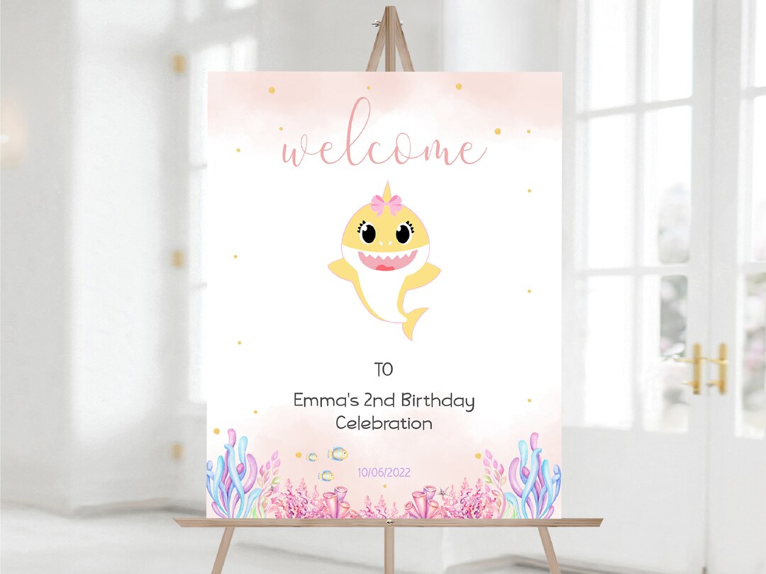Shark Birthday Welcome Sign, Shark Birthday Party Welcome Board ...