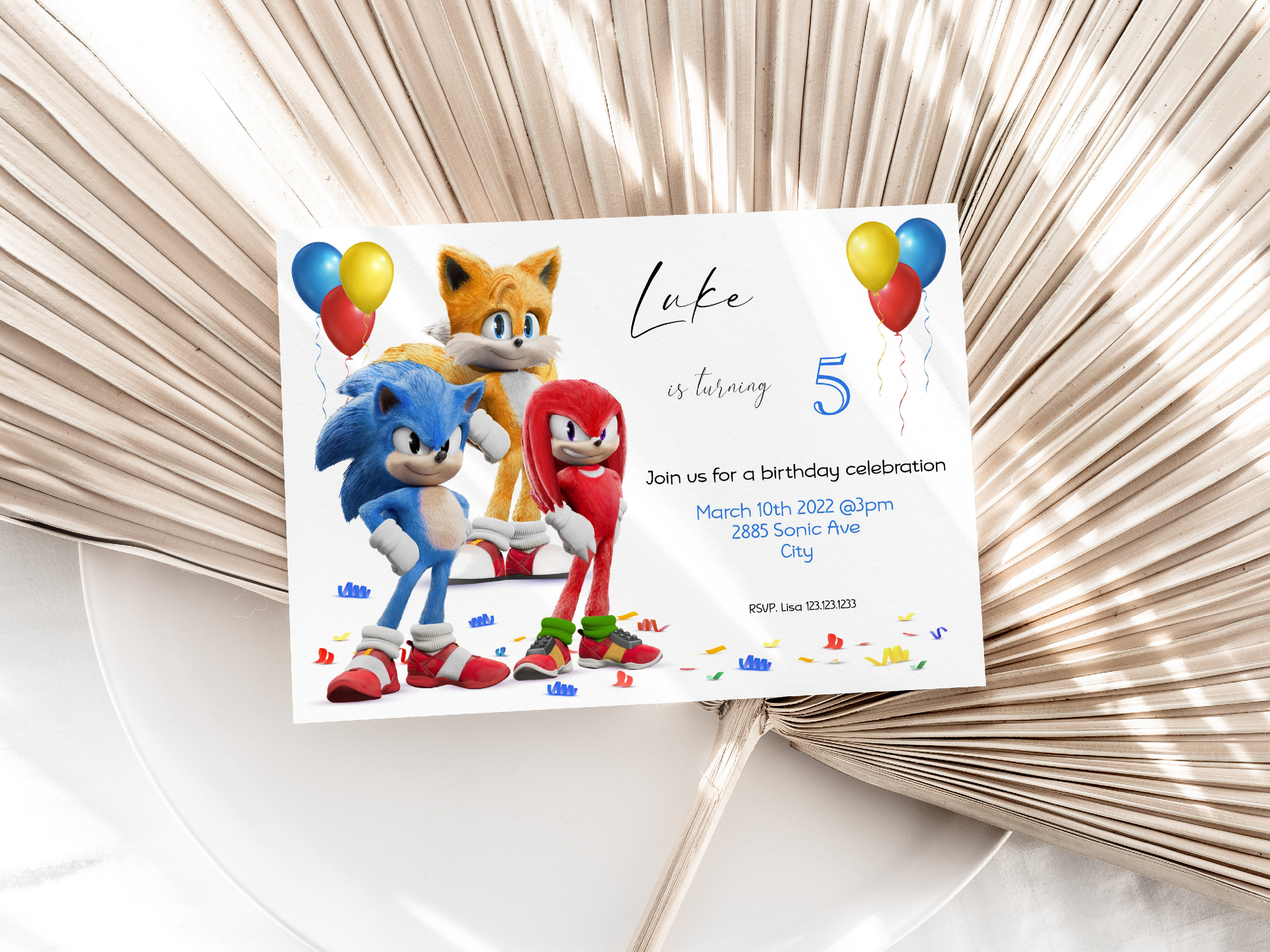 Sonic Birthday Invitation, Boy Birthday Super Sonic Birthday Invite ...