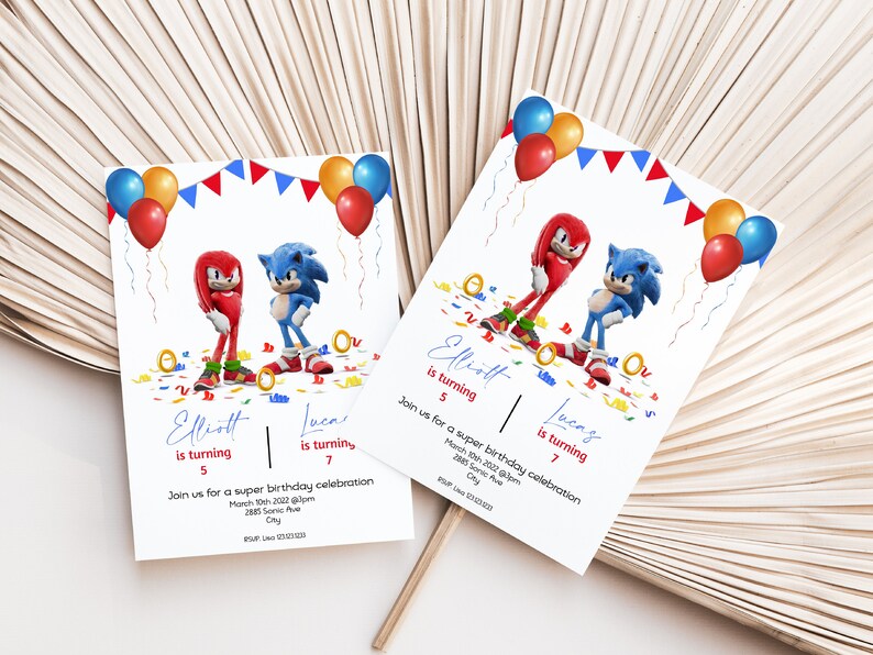 Sonic Birthday Invitation, Boy Birthday Super Sonic Birthday Invite ...