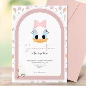 Daisy Duck Invitation, Girl Daisy Birthday Party Invite, Editable ...