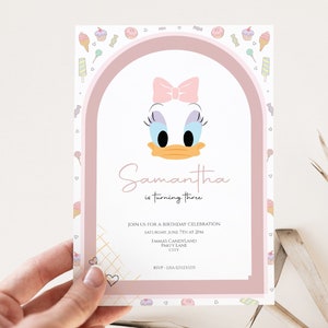 Daisy Duck Invitation, Girl Daisy Birthday Party Invite, Editable ...