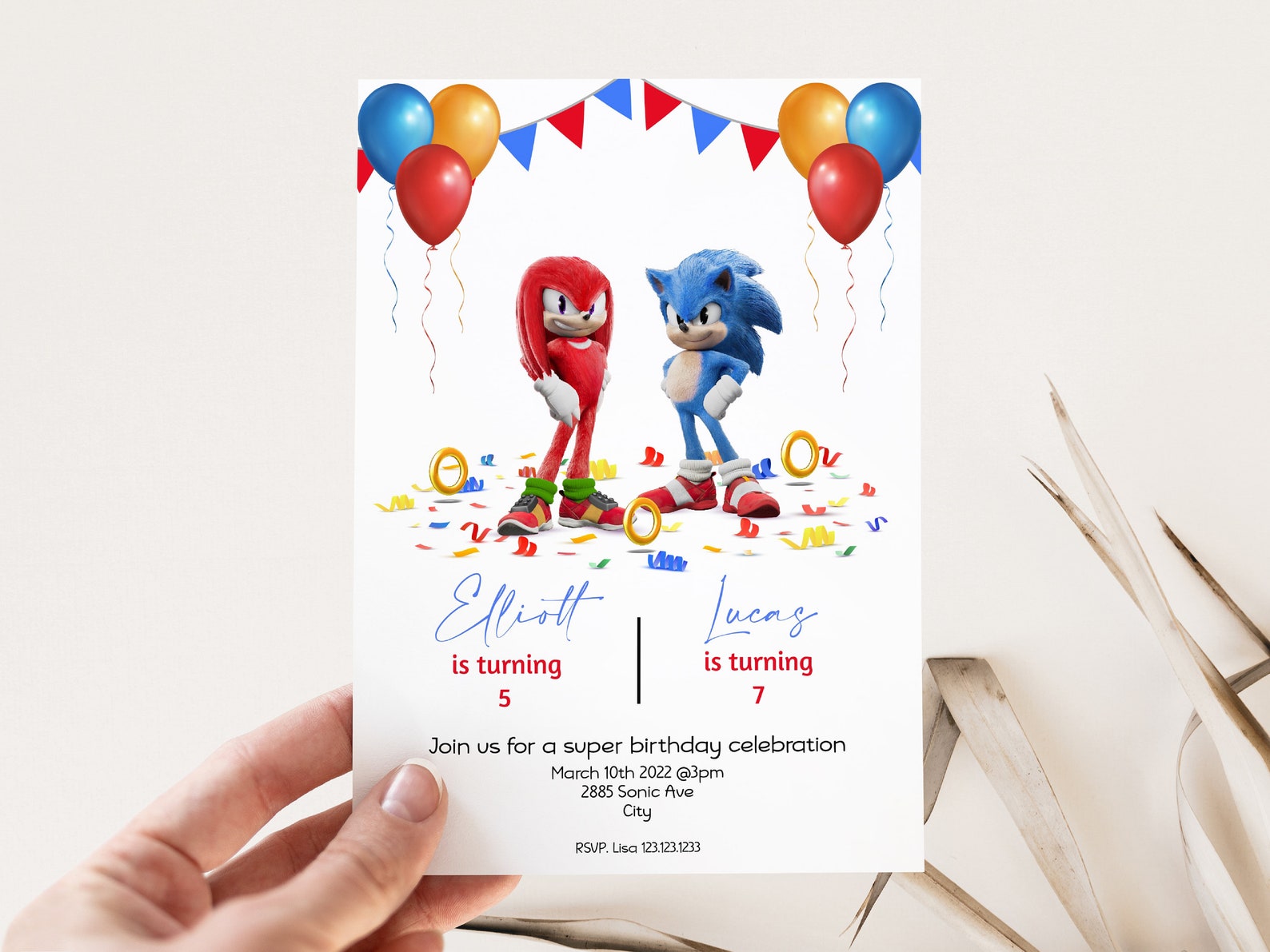 Sonic Birthday Invitation, Boy Birthday Super Sonic Birthday Invite ...