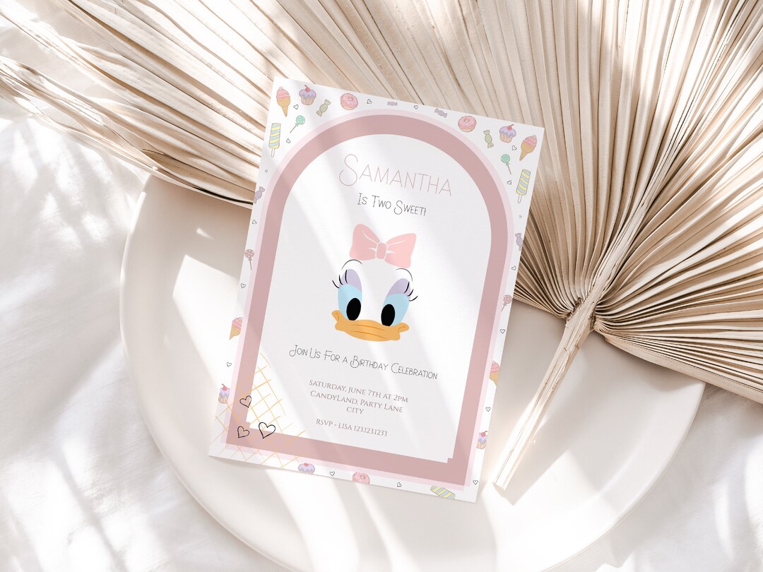 Daisy Duck Invitation, Girl Daisy Birthday Party Invite, Editable ...