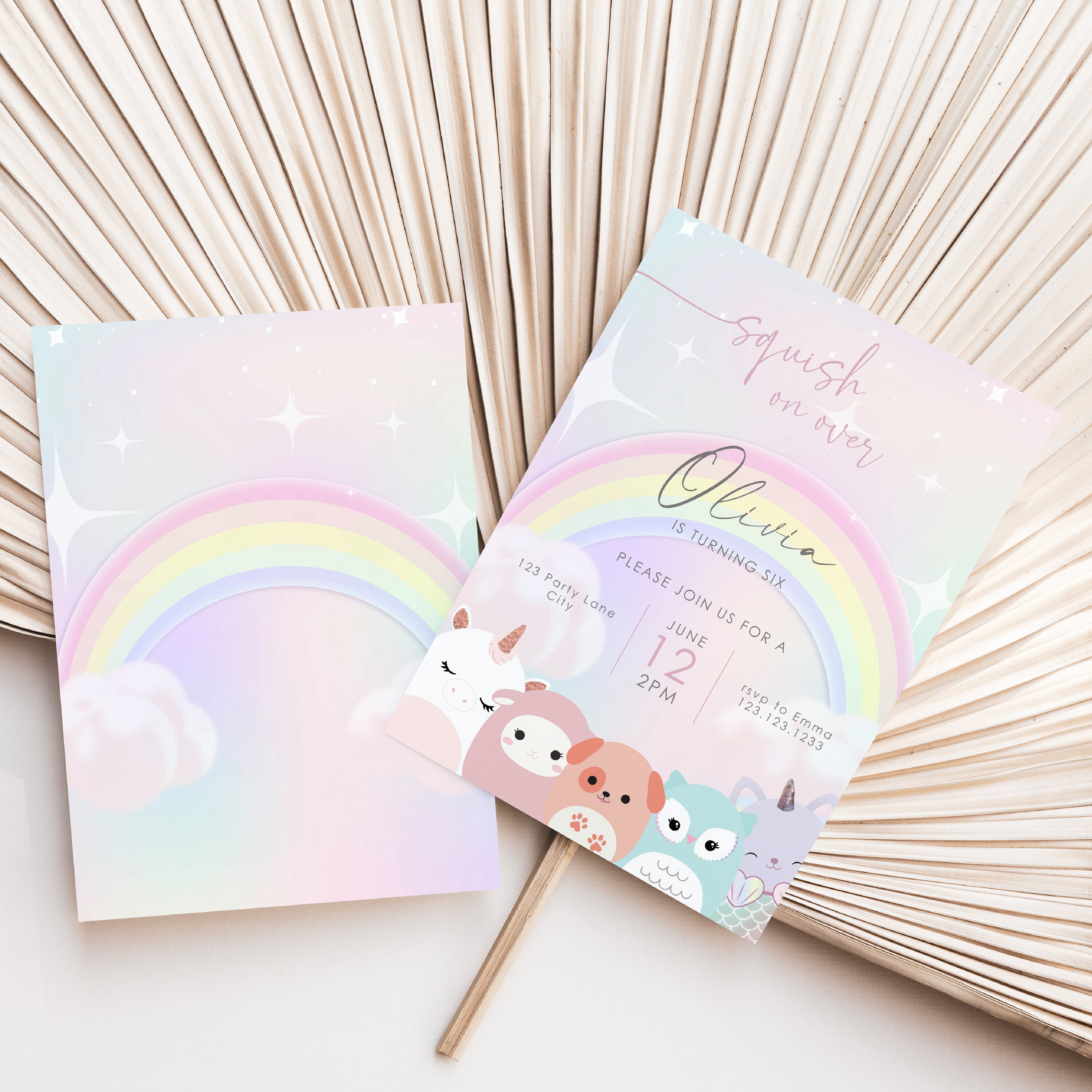 Squishmallow Birthday Invitation, Kids Birthday Party Invite, Girl Pink ...